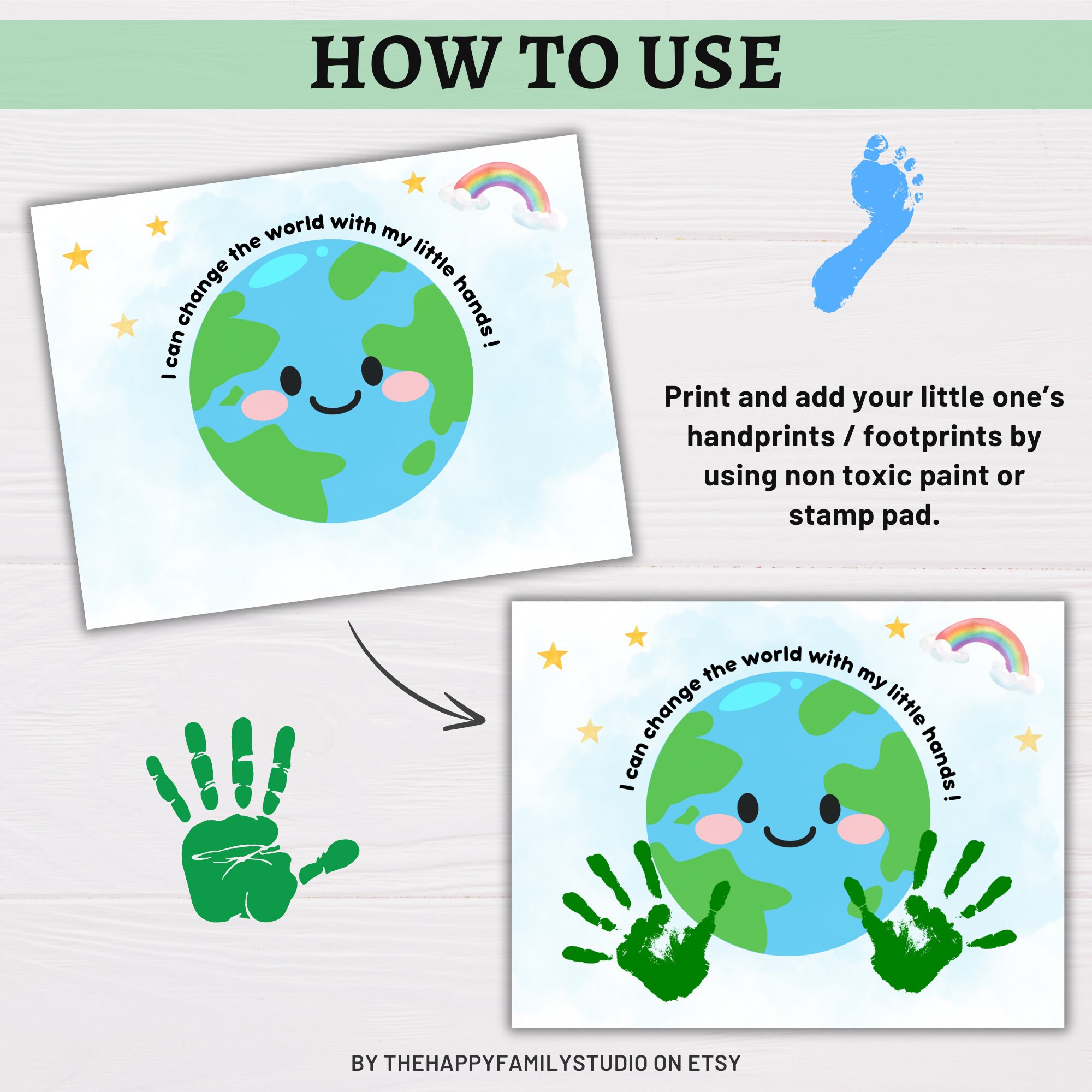 Earth Day Handprint Art, Earth Day Handprint Craft, Earth Day Keepsake ...