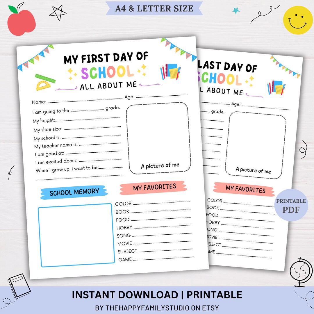First and Last Day of School Interview, Back to School Questionnaire ...