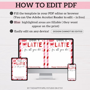 Printable Thanks a Latte Valentine's Day Card Holder, Teacher Valentine ...