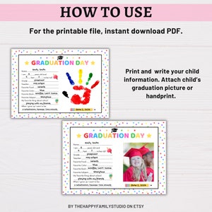 Kids Graduation Keepsake, End of School Questionnaire, Kindergarten ...