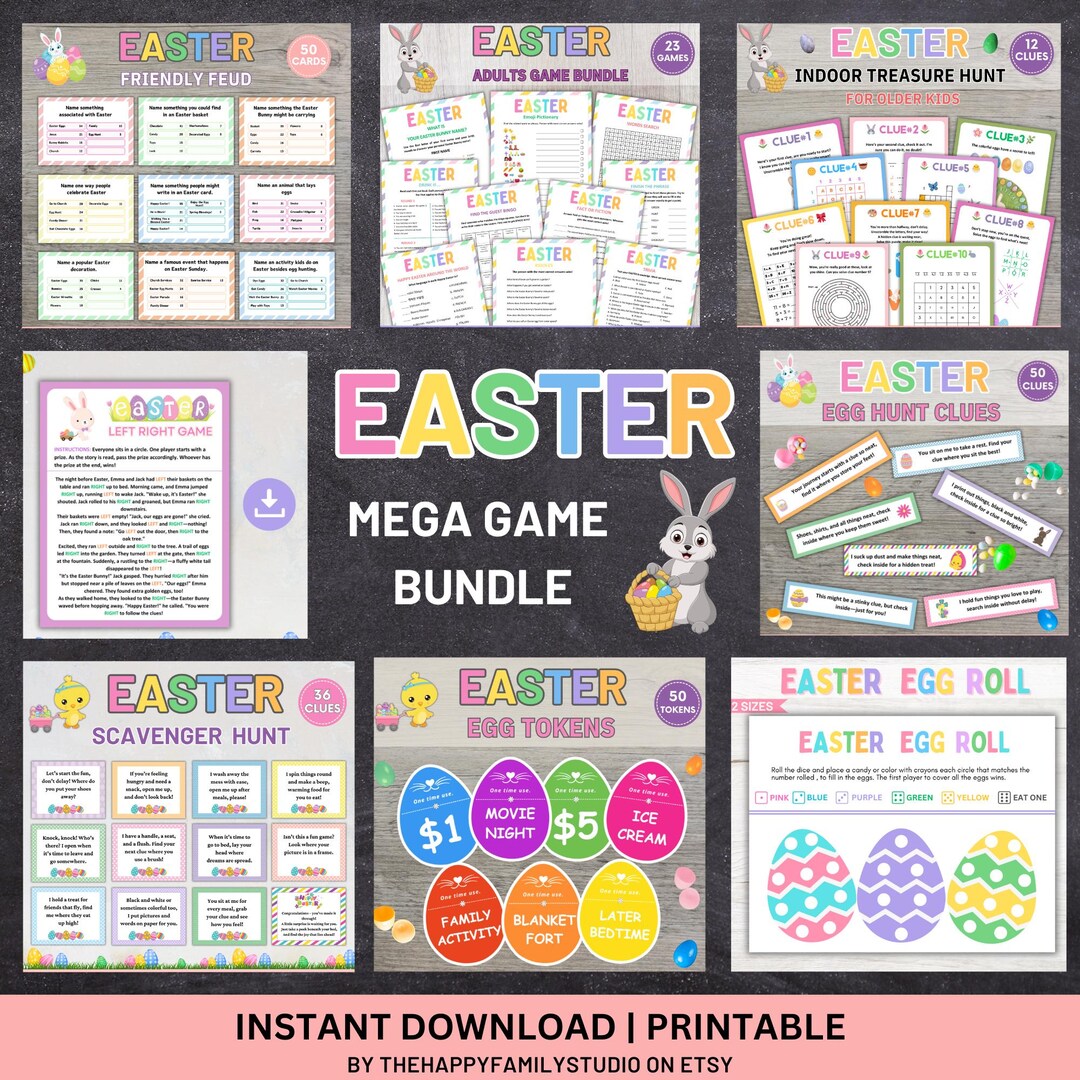 Easter Mega Game Bundle, Easter Games for Kids and Adults, Easter ...