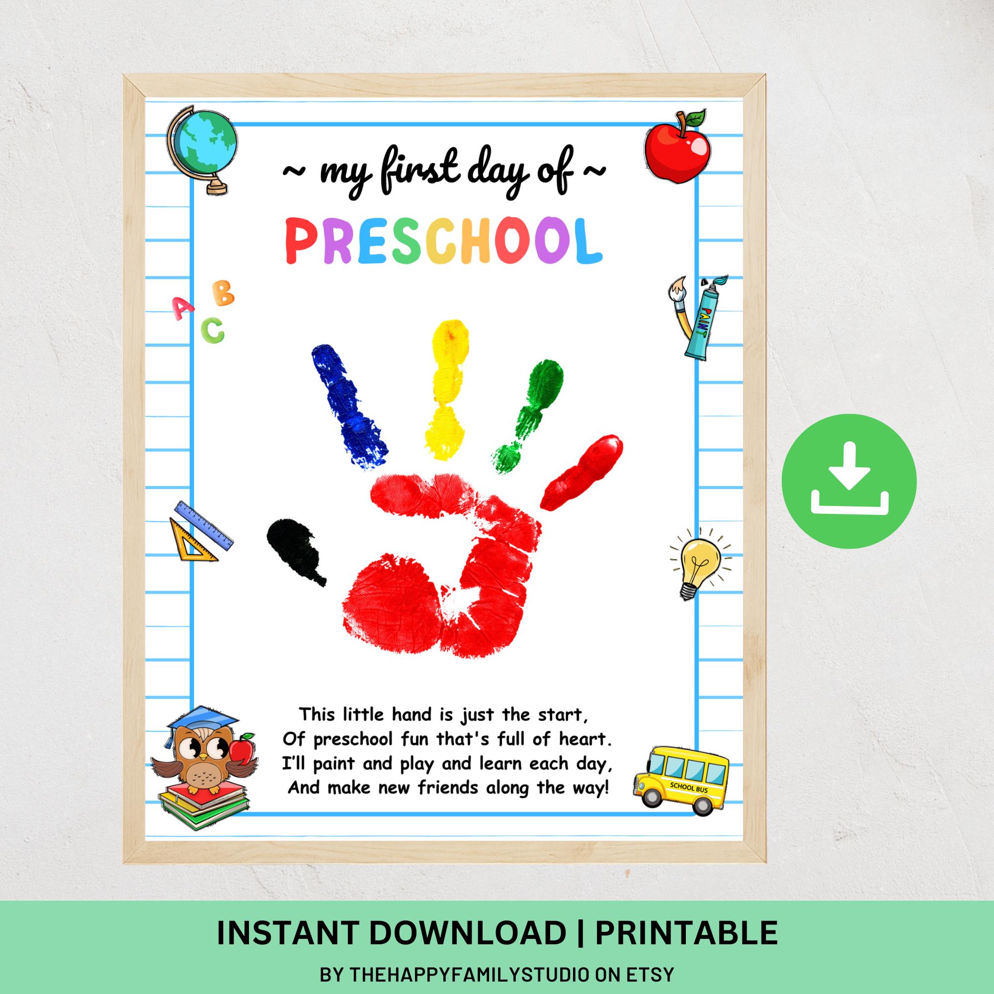 First Day of Preschool Handprint Poem Craft, First Day of School ...