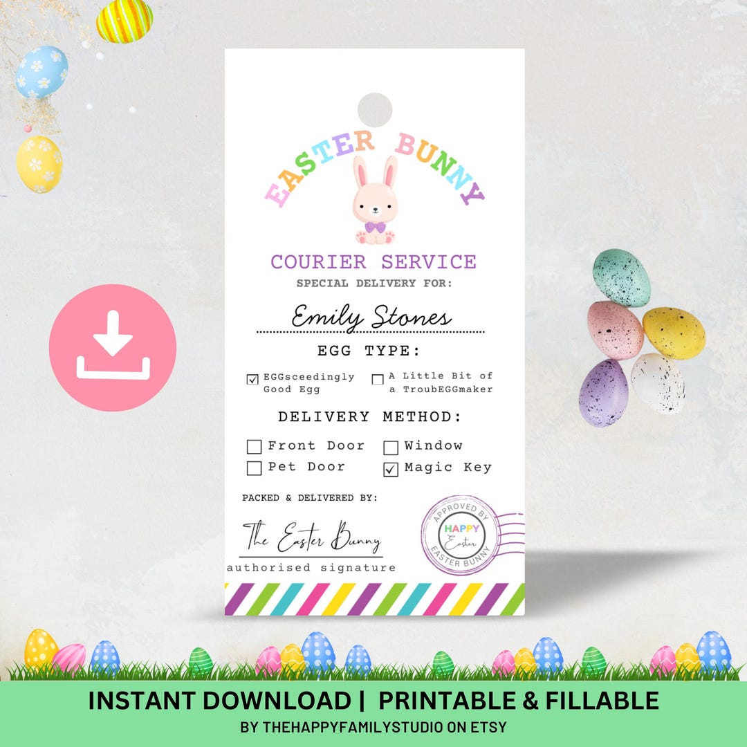 Easter Bunny Special Delivery Gift Tag (digital Download) - Etsy