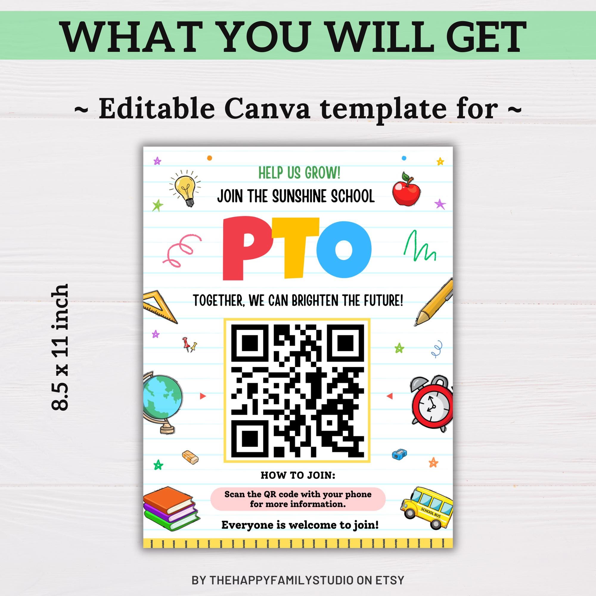 Editable Join the PTO Flyer Template, PTO Flyer With QR Code, Parent ...