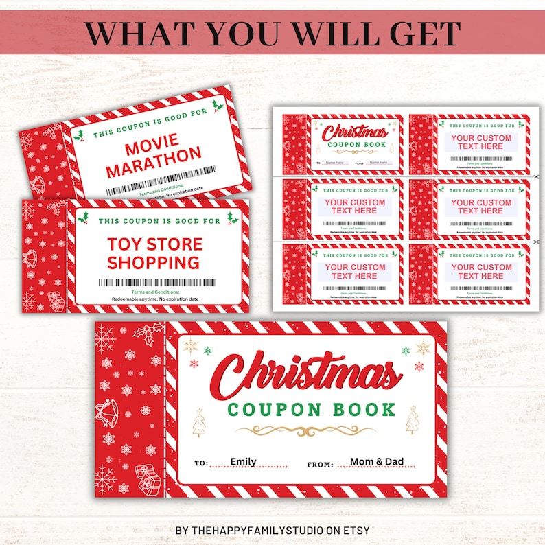 Christmas Coupon Book for Kids, Printable Coupon Book Template, Custom ...