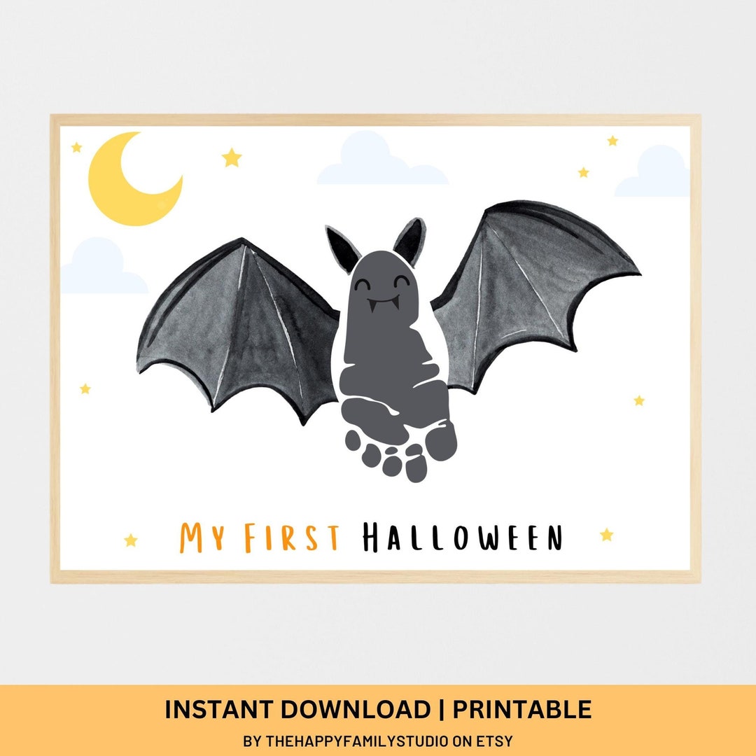 Halloween Footprint Art Craft, Baby's First 1st Halloween Footprint Art ...