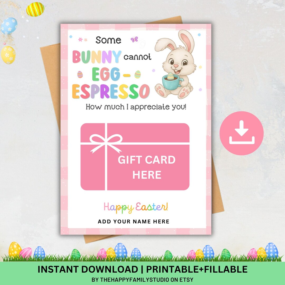 Easter Coffee Gift Card Holder: Bunny Egg-spresso (digital Download) - Etsy