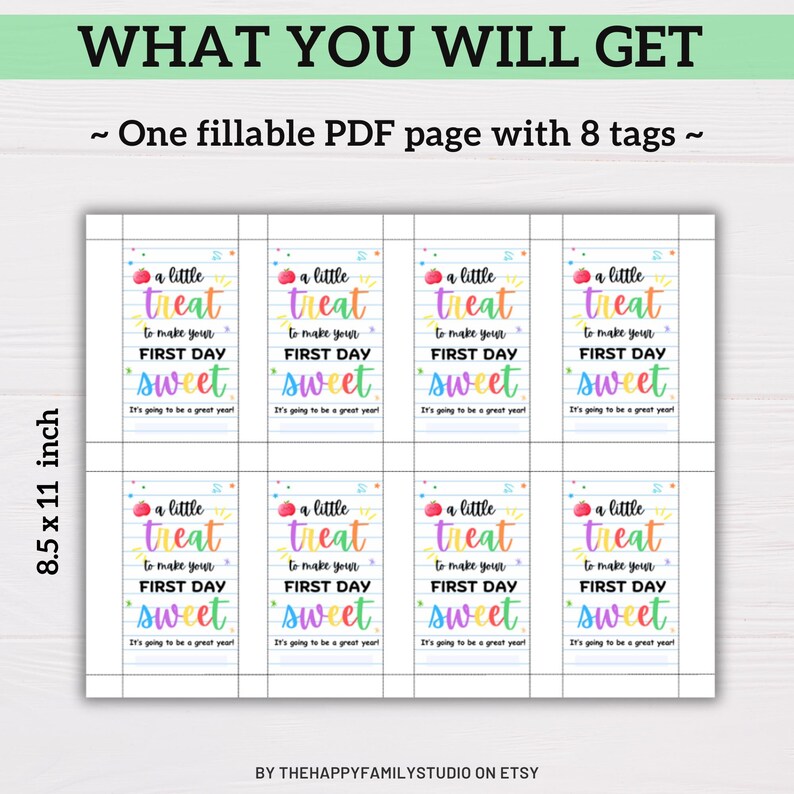 Back to School Gift Tag, A Little Treat to Make Your First Day Sweet ...