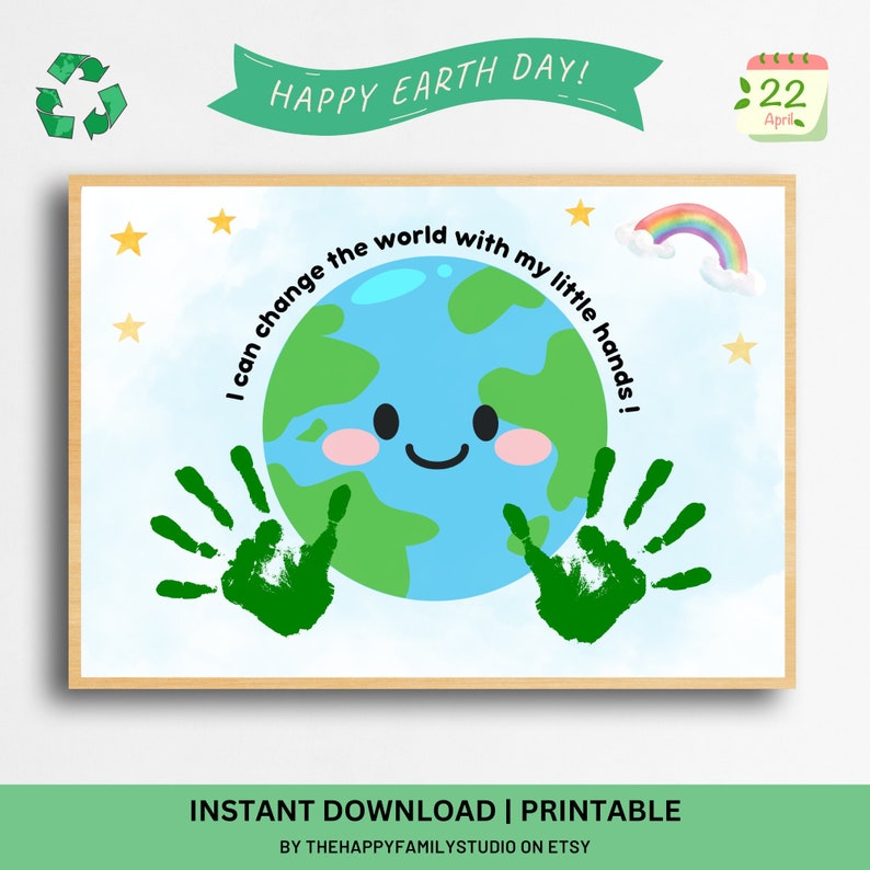 Earth Day Handprint Art, Earth Day Handprint Craft, Earth Day Keepsake ...