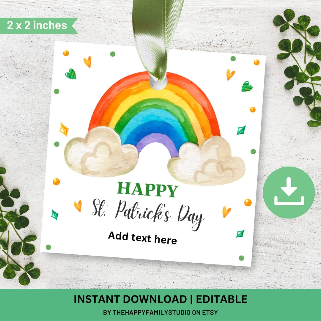 Printable St Patricks Day Rainbow Tags, Lucky Charm Cookie Tags ...