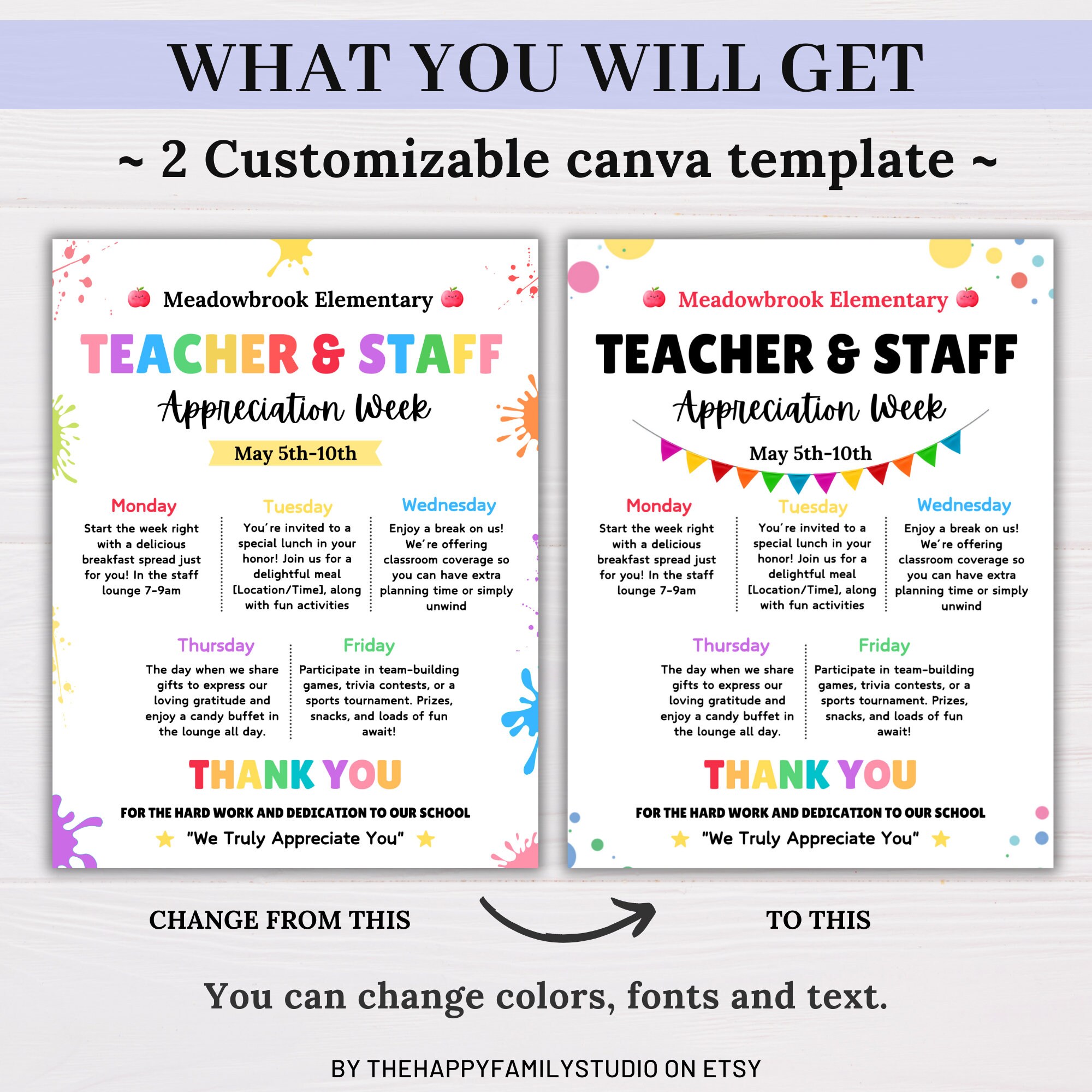Teacher Appreciation Week Schedule, Editable Teacher Appreciation Flyer ...