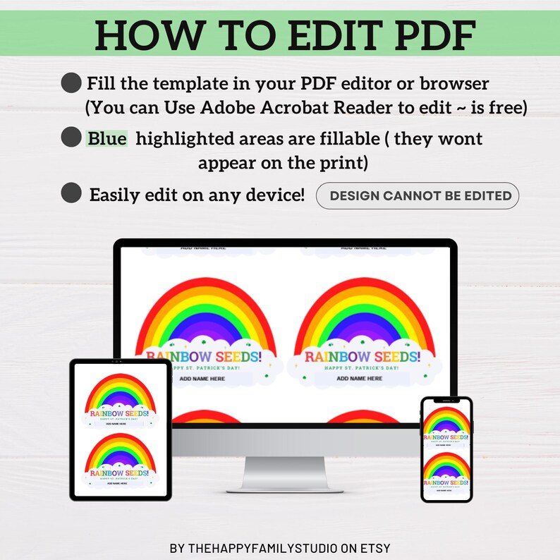Rainbow Seeds St. Patrick's Day Treat Tag, St Patricks Day Favor ...