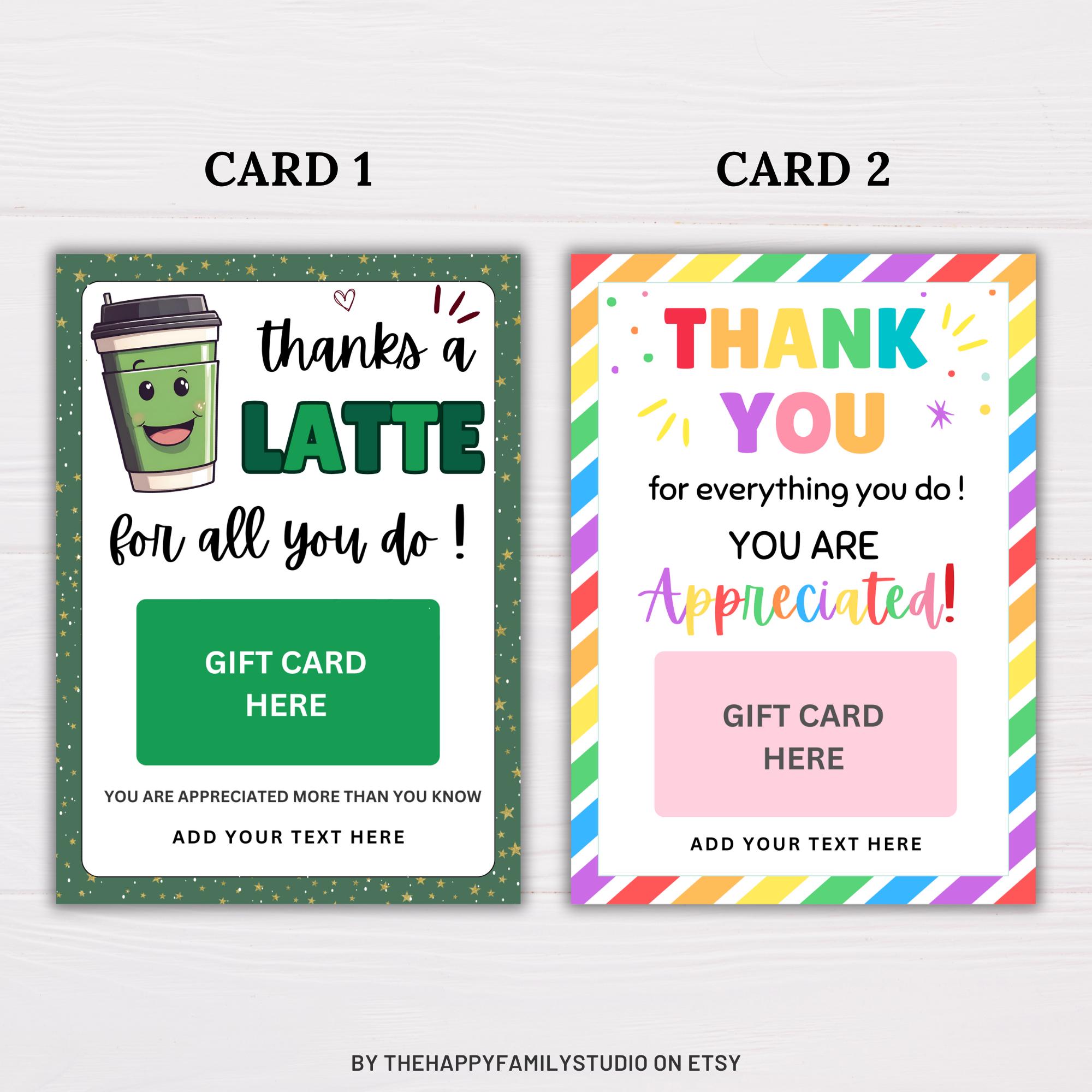 Teacher Appreciation Gift Card Holder Bundle, Printable Teacher Thank ...
