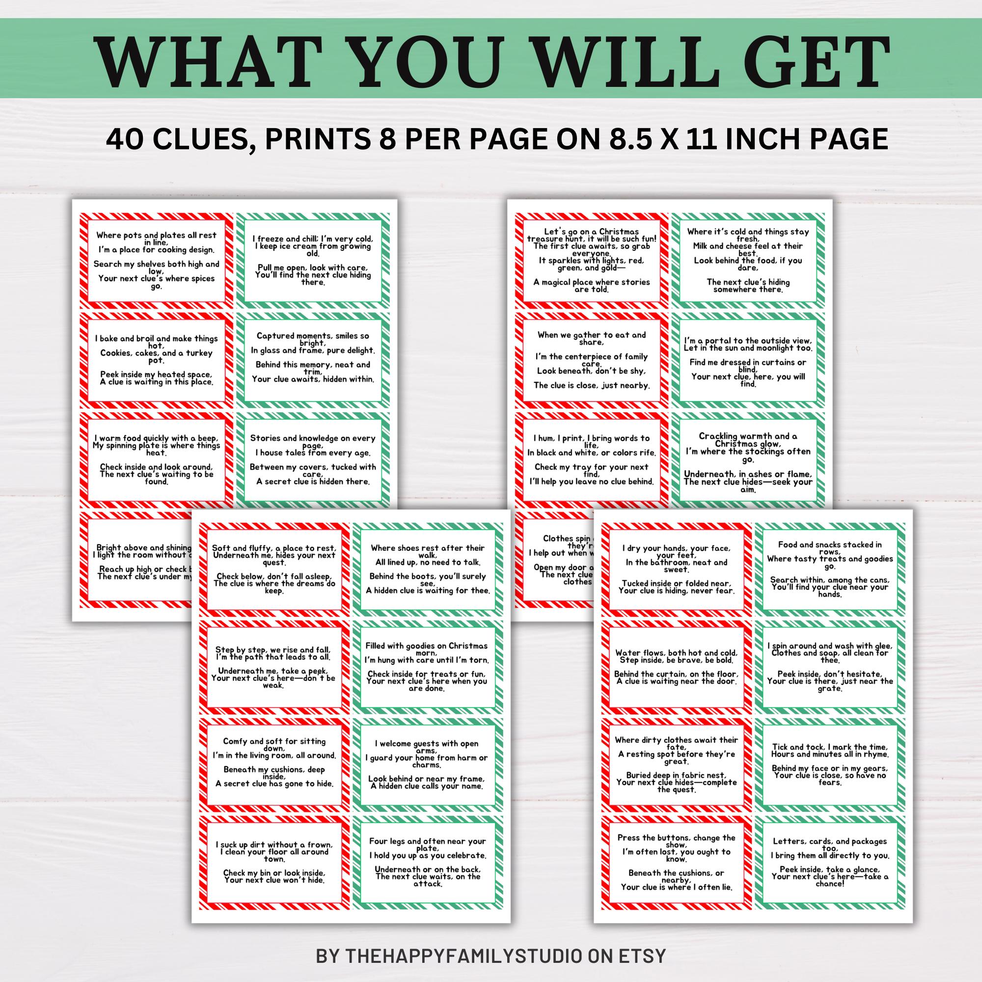 Christmas Scavenger Hunt for Older Kids&teens, Treasure Hunt Clues ...