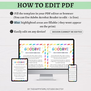 Teacher Goodbye Letter Printable, Teacher End of School Letter, Letter ...