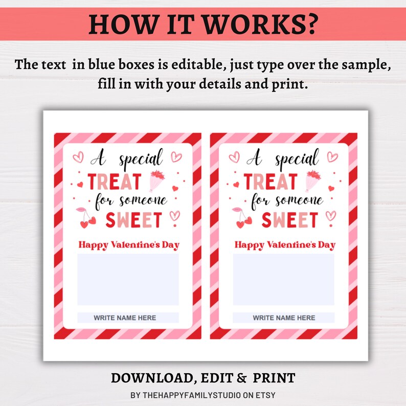 Editable Teacher Valentine Gift Card Holder, Sweet Treat Valentine Gift ...