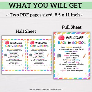Back to School Year Letter Printable, Welcome Letter to Student ...