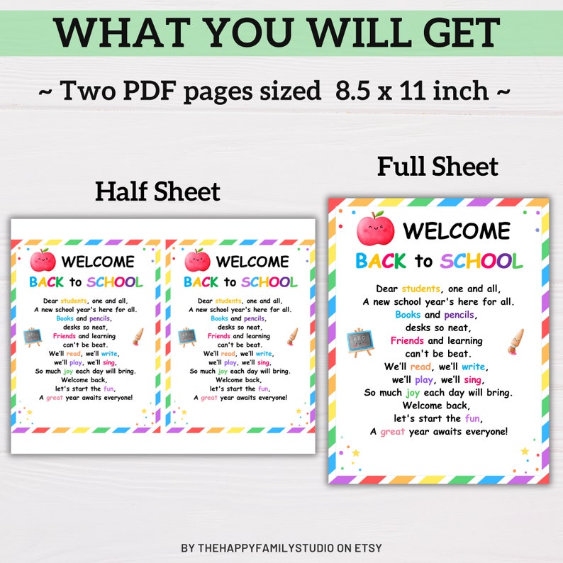 Back to School Year Letter Printable, Welcome Letter to Student ...