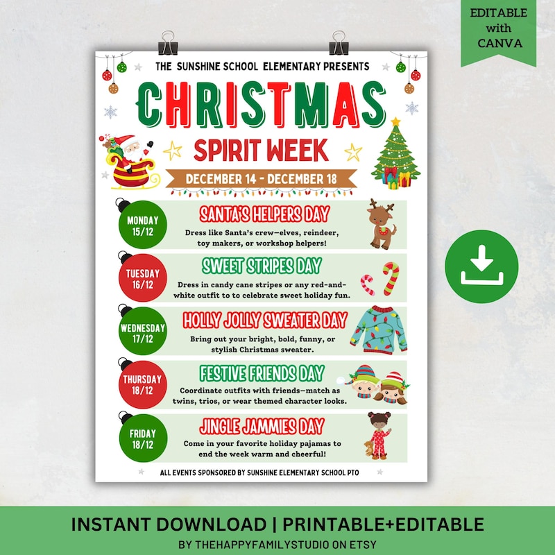 Christmas Dress up Days at School - Etsy