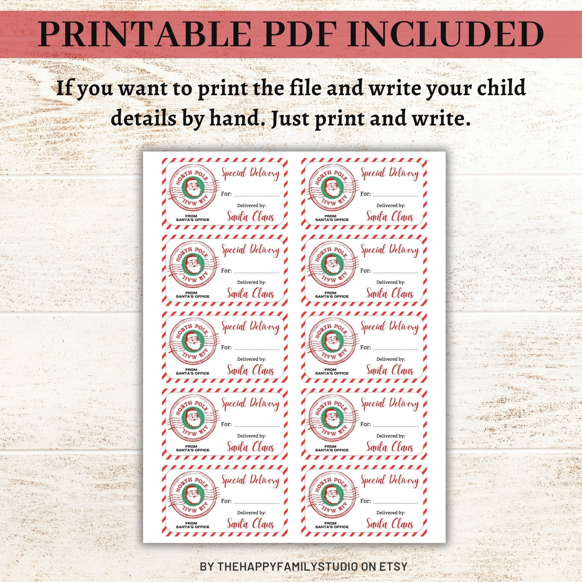 Personalised North Pole Express Delivery Present Stickers, Editable ...