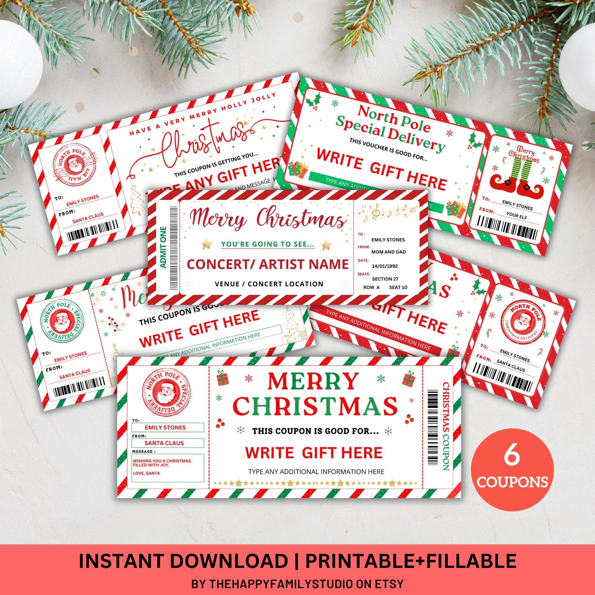Editable Christmas Coupon Bundle, Christmas Gift Certificate, Custom ...