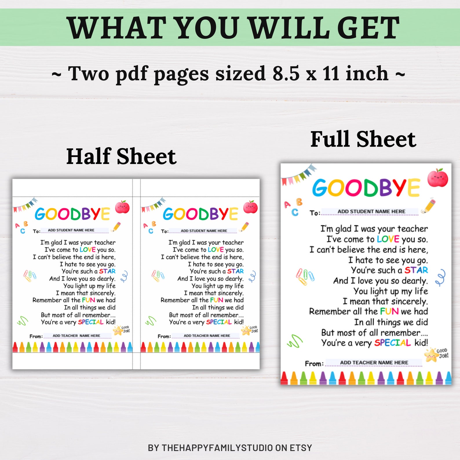 Printable End of School Year Letter for Students, Poem Gift From ...