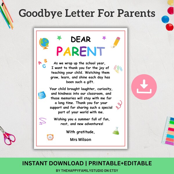 End of Year Letter to Students Preschool - Etsy