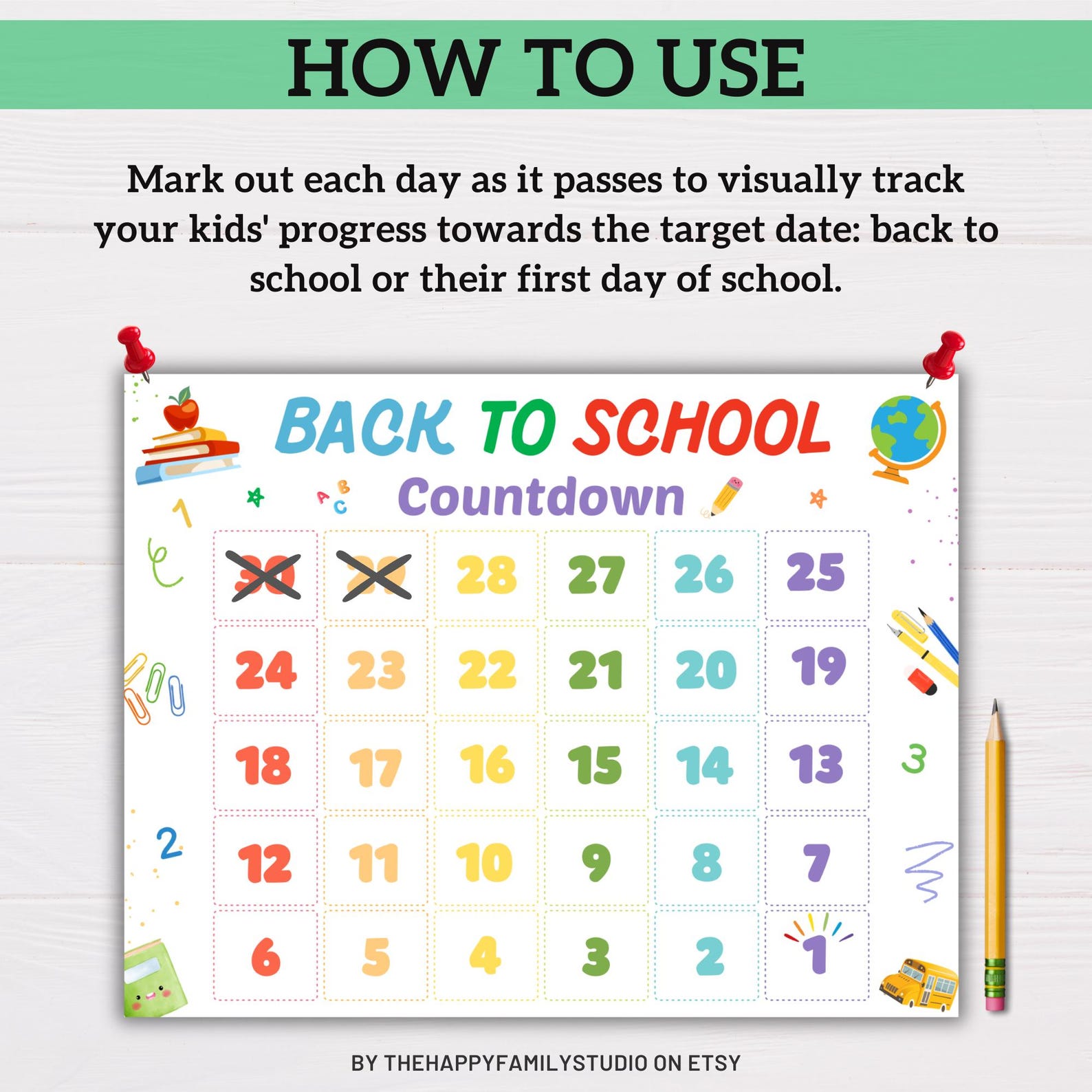 Back to School Countdown for Kids, First Day of School Tracker, 1st Day ...