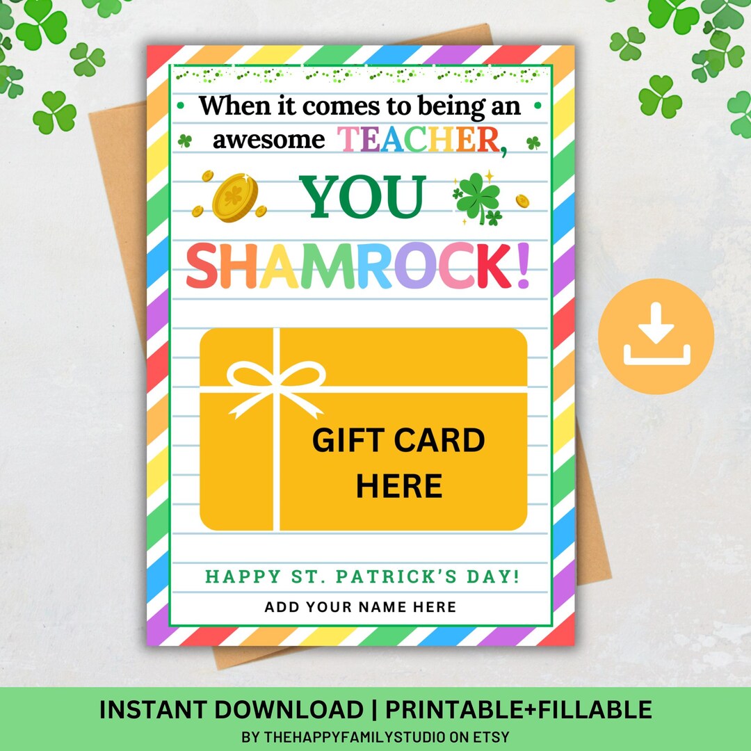 St. Patrick's Day Teacher Gift Card Holder, You Shamrock Teacher ...