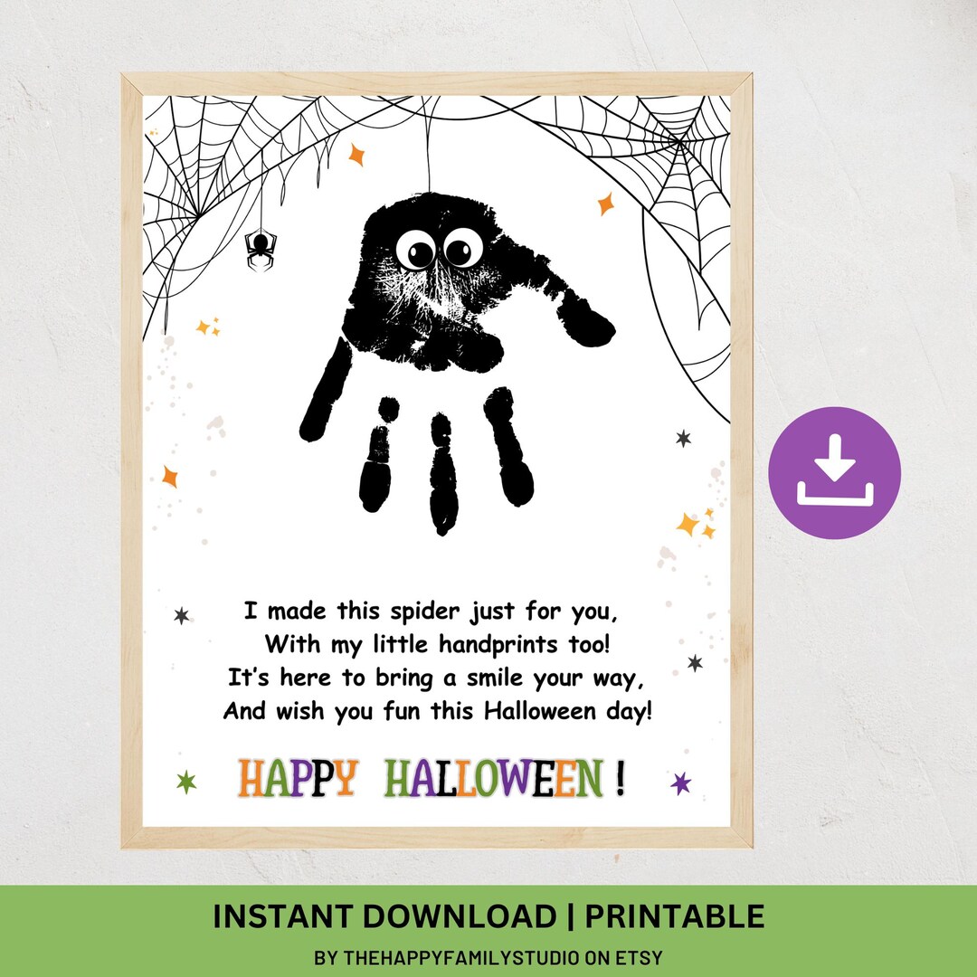 Halloween Spider Handprint Art, Happy Halloween Handprint Craft, DIY ...