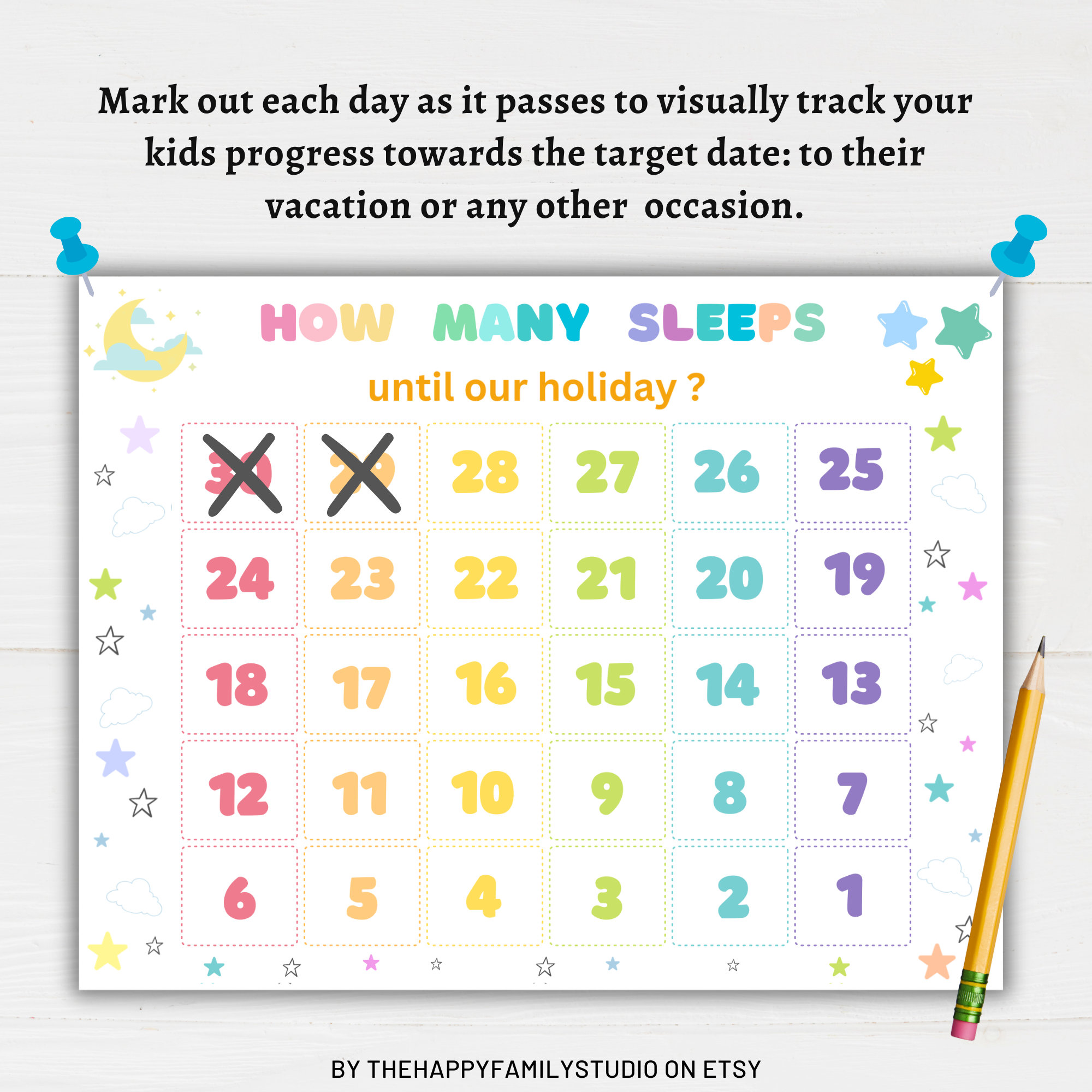 Kids Vacation Countdown, Countdown Calendar for Kids, Kids Countdown ...