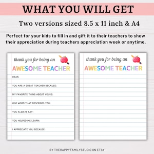 Teacher Appreciation Week Printable, Teacher Appreciation Gift, Thank ...
