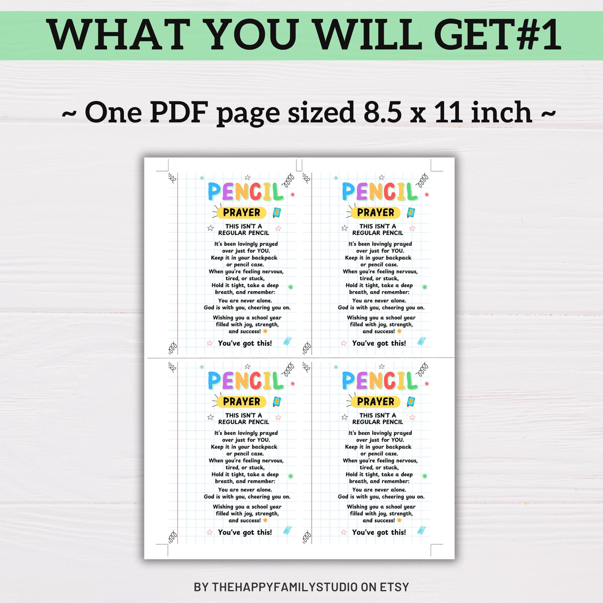 Pencil Prayer Tag, Back to School Backpack Blessing, Backpack Prayer ...