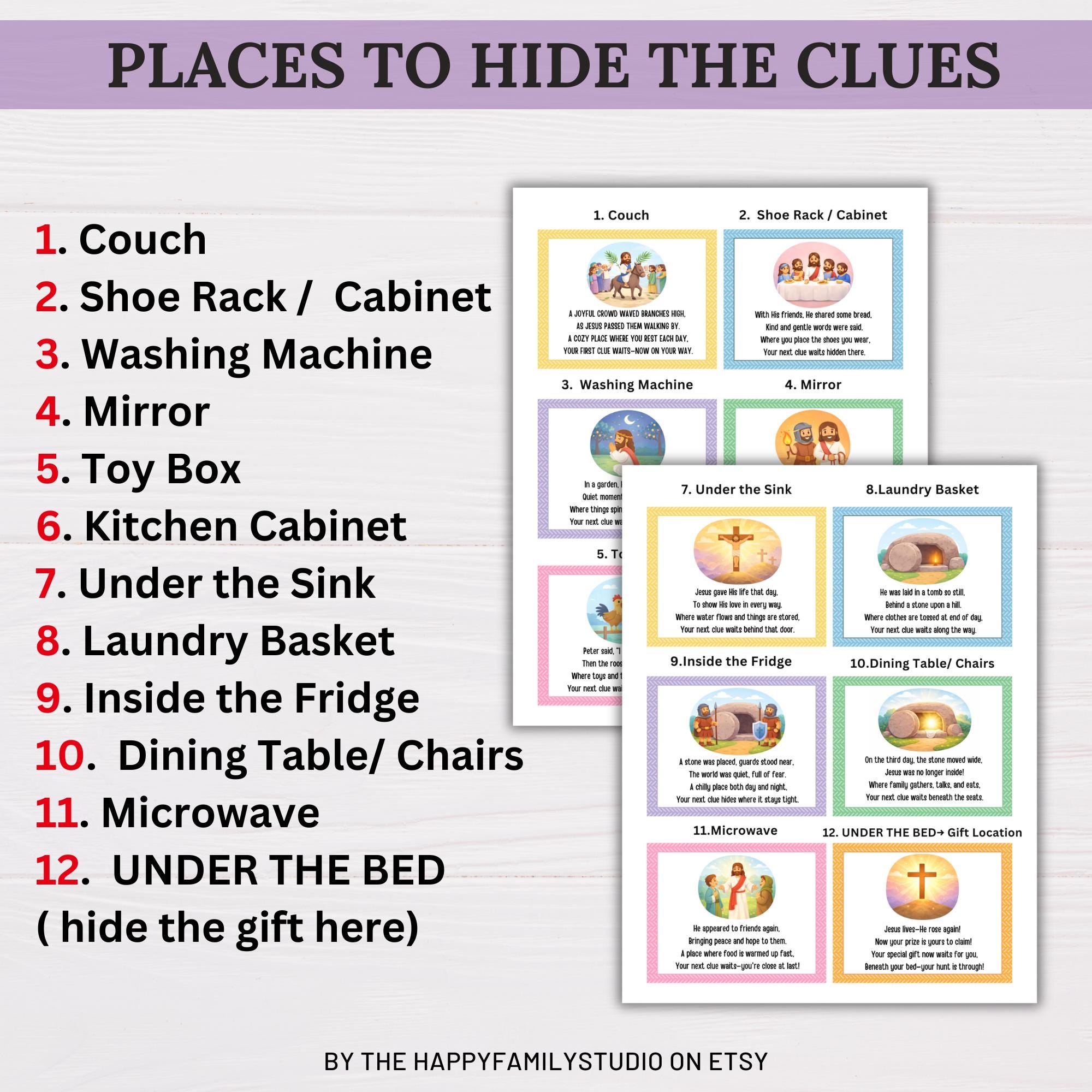 Easter Story Scavenger Hunt Clues, Christian Easter Treasure Hunt ...