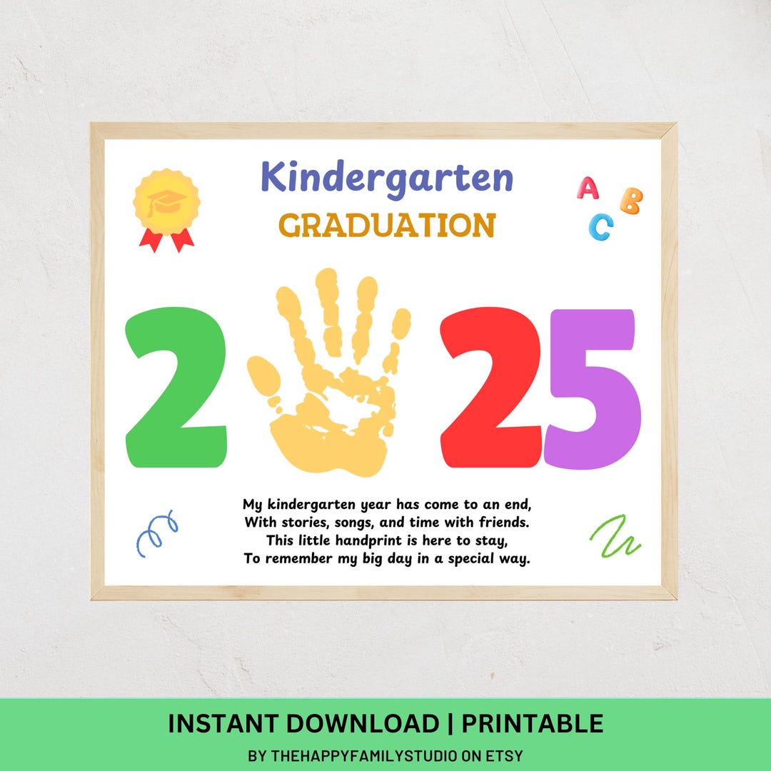 Kindergarten Graduation Handprint Art, Kindergarten Graduate Keepsake ...
