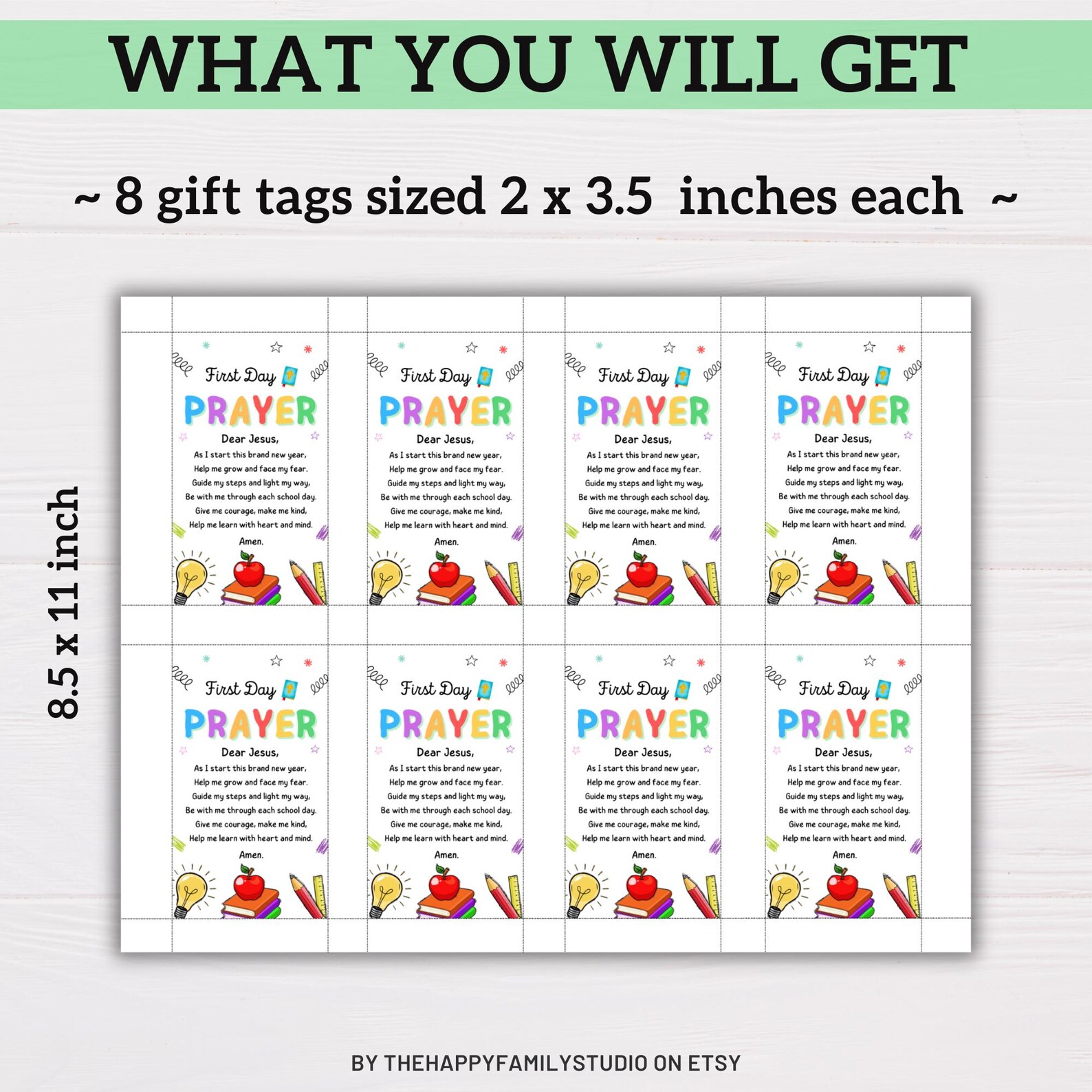 First Day of School Prayer Tag, Back to School Backpack Blessing ...