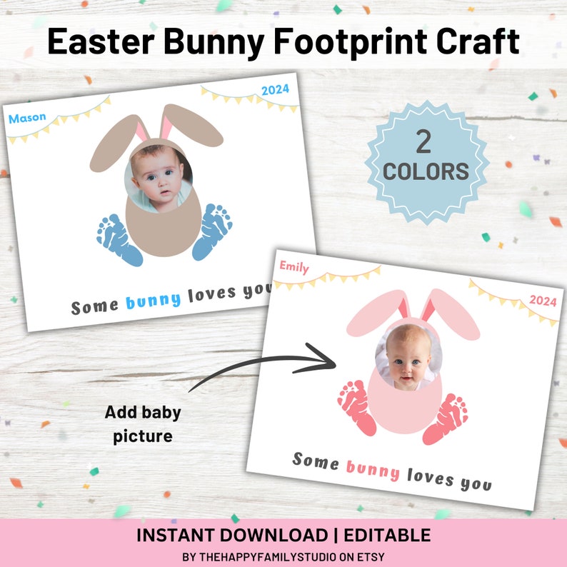 Easter Bunny Footprint Craft Template, Baby First Easter Footprint ...