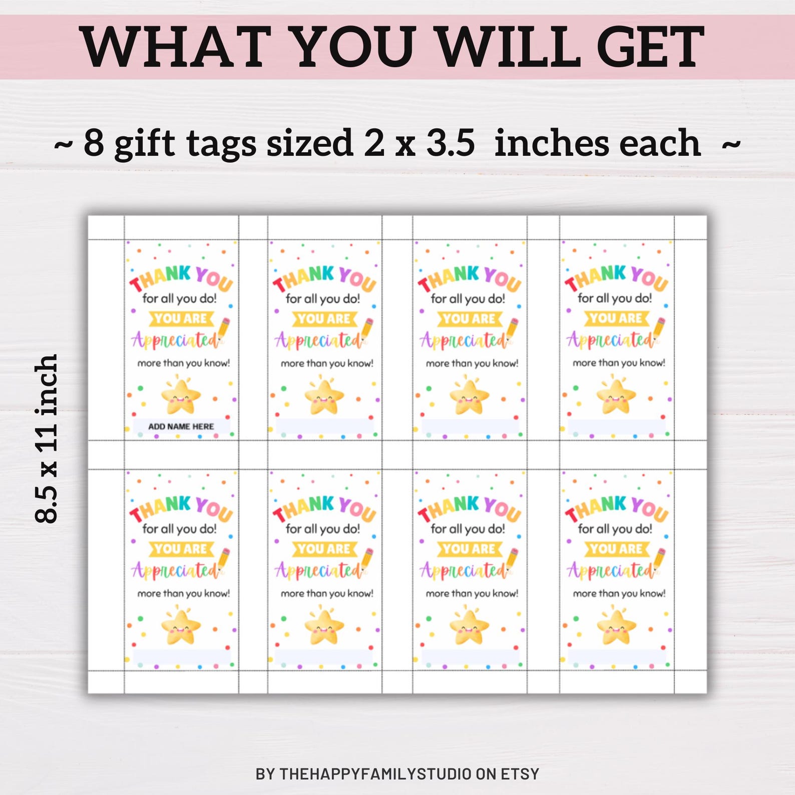 Printable Teacher Appreciation Gift Tag, Teacher Thank You Gift ...