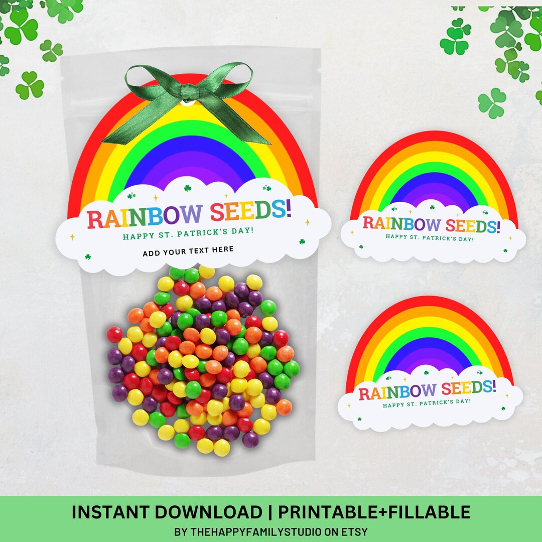 Rainbow Seeds St. Patrick's Day Treat Tag (digital Download) - Etsy
