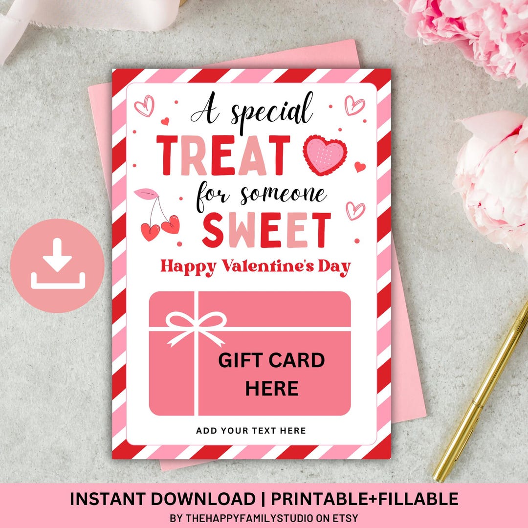 Editable Teacher Valentine Gift Card Holder, Sweet Treat Valentine Gift ...