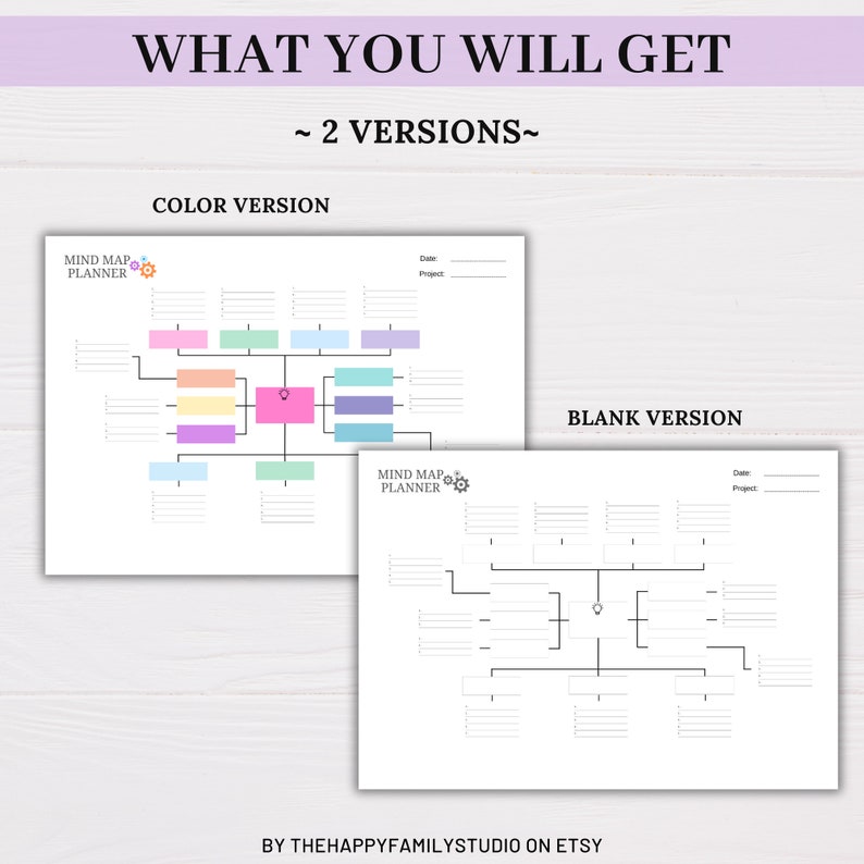 Printable Mind Map Planner, Mind Map Template, Mind Map Diagram, Brain ...