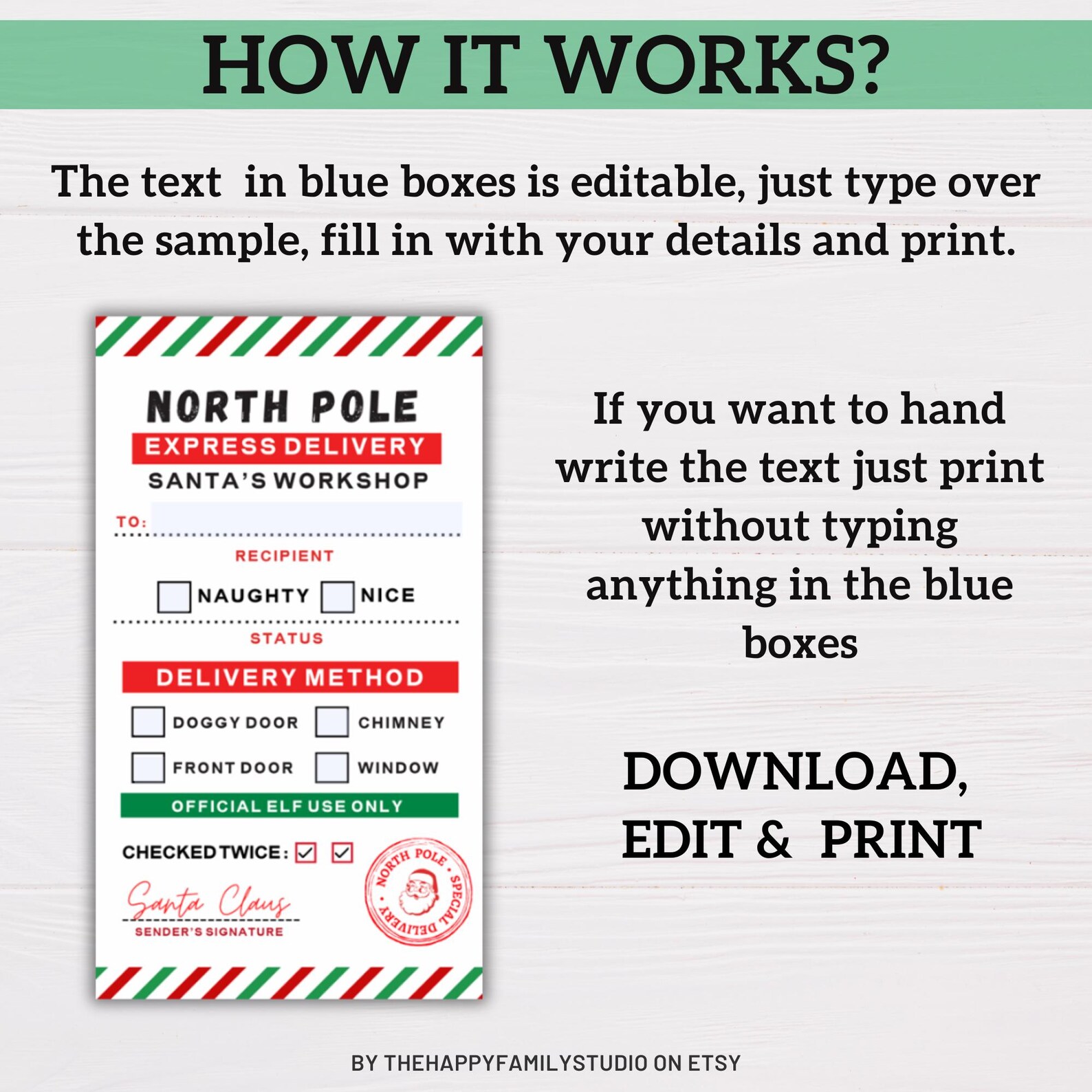 Editable North Pole Express Delivery Gift Tag, North Pole Special ...