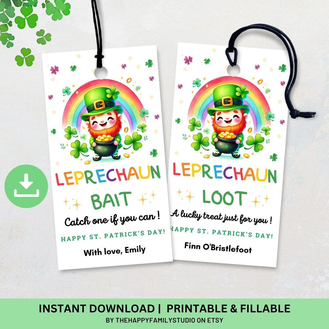 St. Patrick's Day Leprechaun Bait & Loot Tags (digital Download) - Etsy