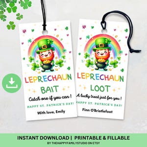 St Patricks Day Leprechaun Bait & Loot Tags, Saint Patrick's Day ...