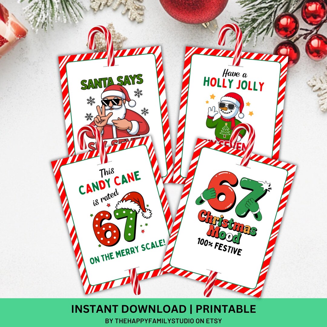 67 Christmas Candy Cane Holder Tag Set, 6-7 Candy Cane Gram Tag, Funny ...