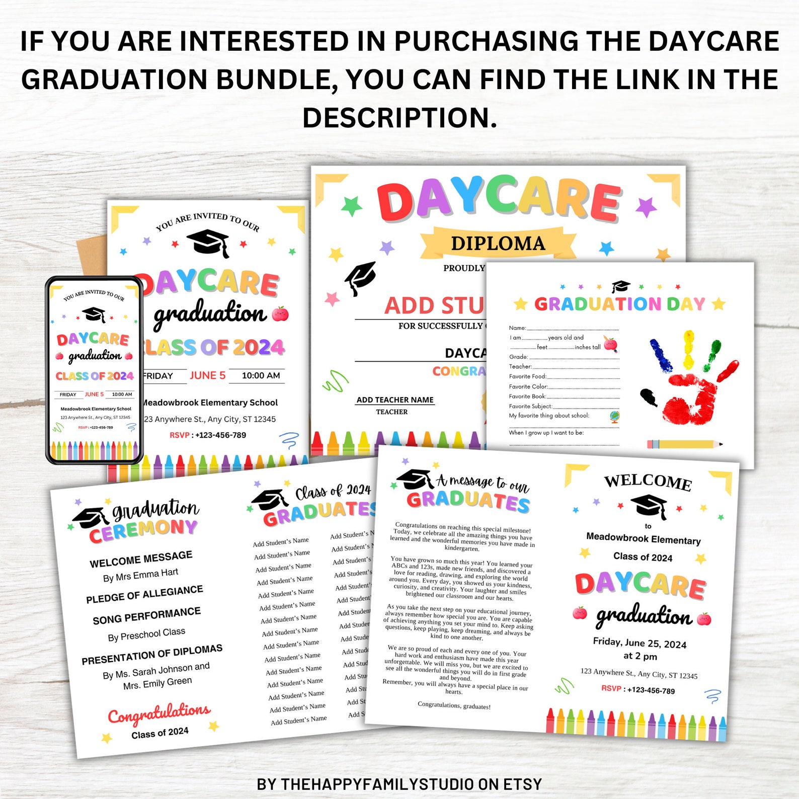 Editable Daycare Graduation Program, Graduation Ceremony Template ...