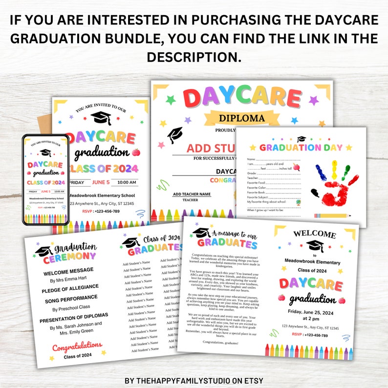 Editable Daycare Graduation Program, Graduation Ceremony Template ...