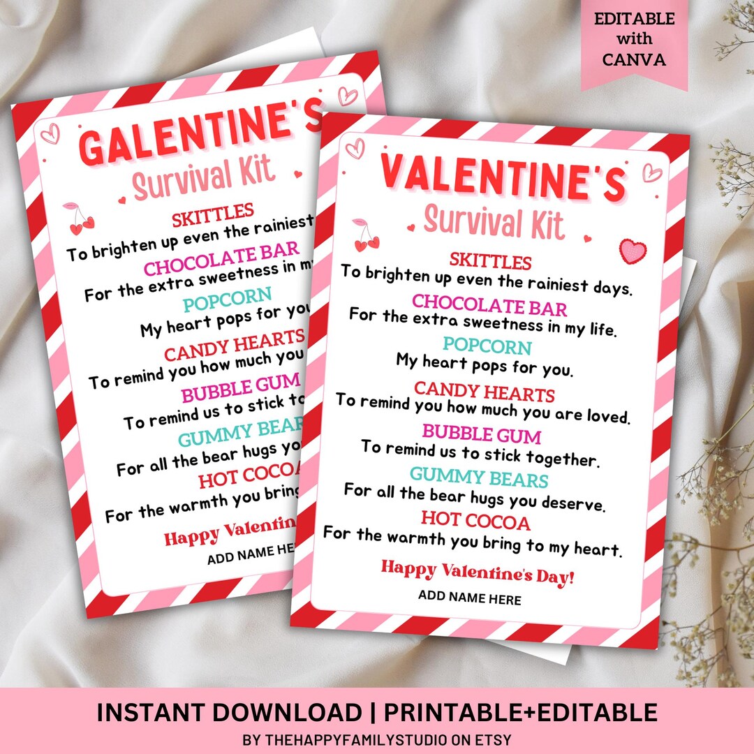 Valentine's Survival Kit, Galentines Day Card, Galentines Survival Kit ...