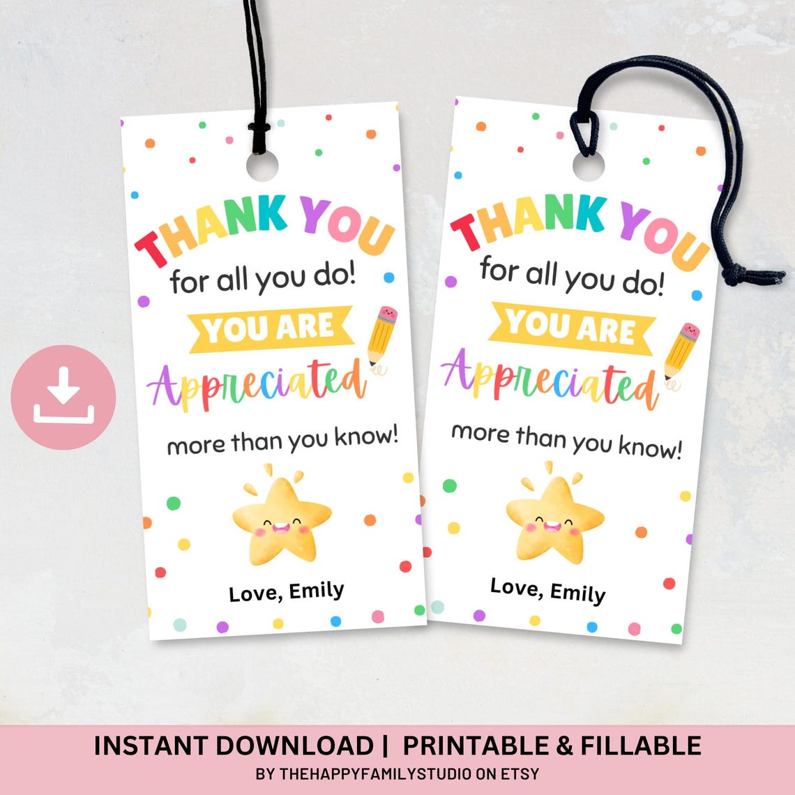Printable Teacher Appreciation Gift Tag, Teacher Thank You Gift ...