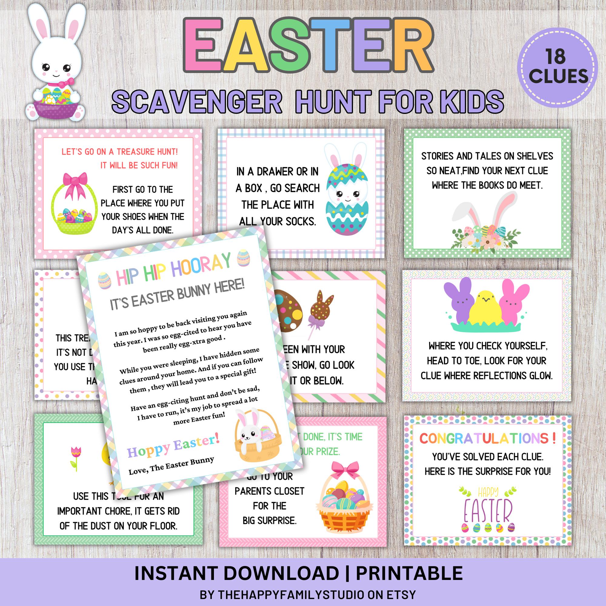 Indoor Easter Egg Treasure Hunt, Easter Scavenger Hunt for Kids, Easter ...